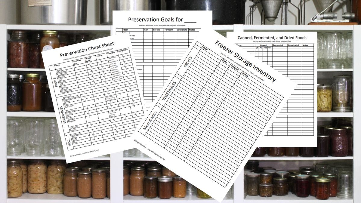 Home Preserved Pantry Worksheets - Creative Simple Living